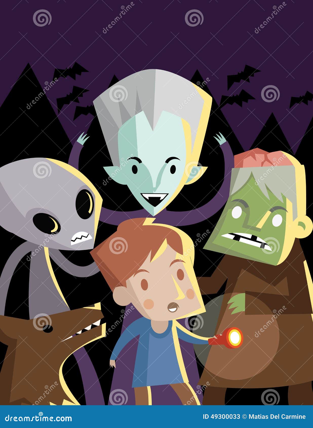 Monsters Scaring A Boy In The Night Stock Image | CartoonDealer.com ...