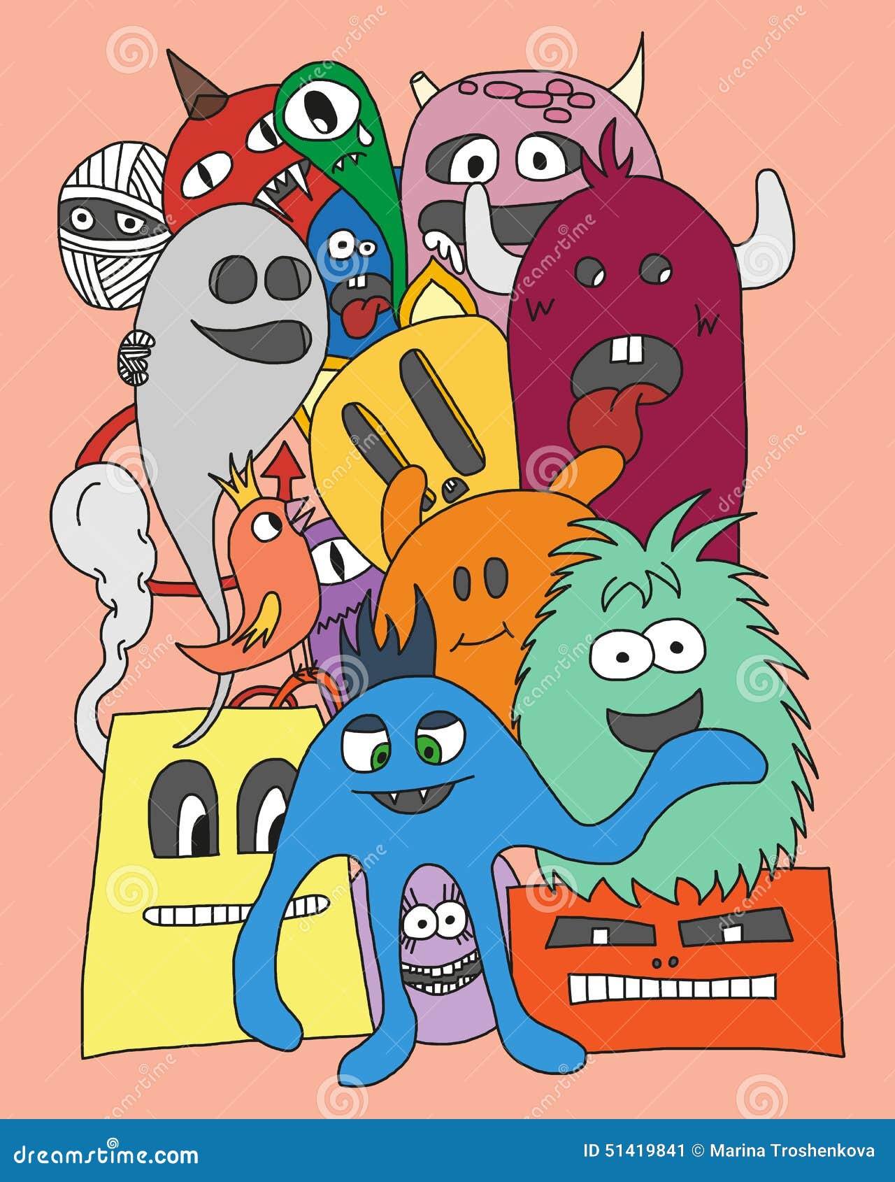 Monsters. Vector Illustration Stock Vector - Illustration of animal ...
