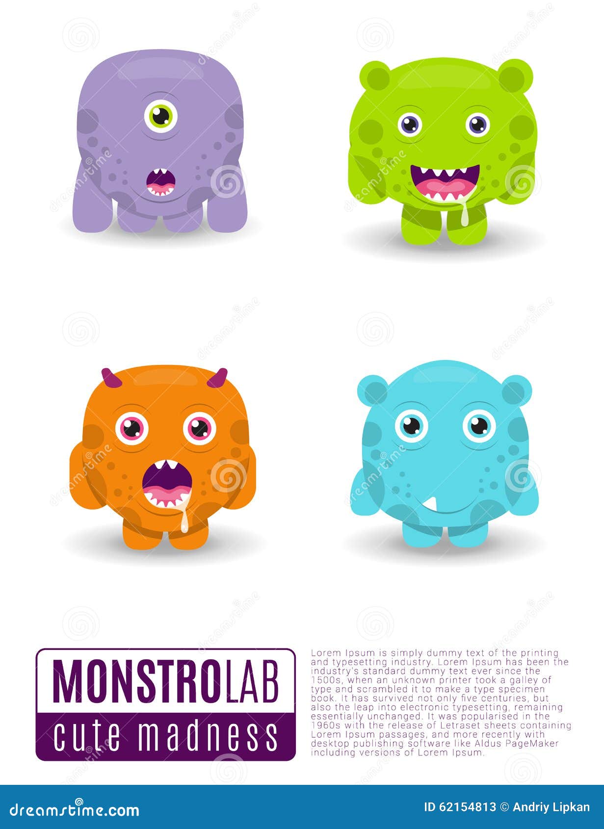 Monsters Vector Set. Cute Cartoon Monsters. | CartoonDealer.com #62154813