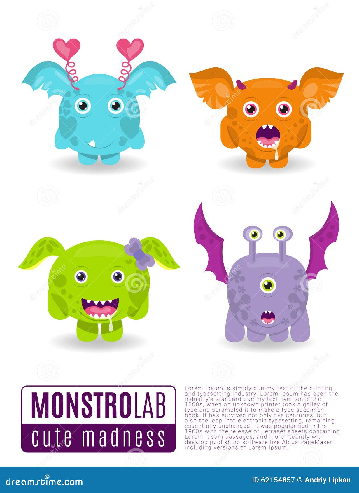 Monsters Vector Set. Cute Cartoon Monsters. | CartoonDealer.com #62154857