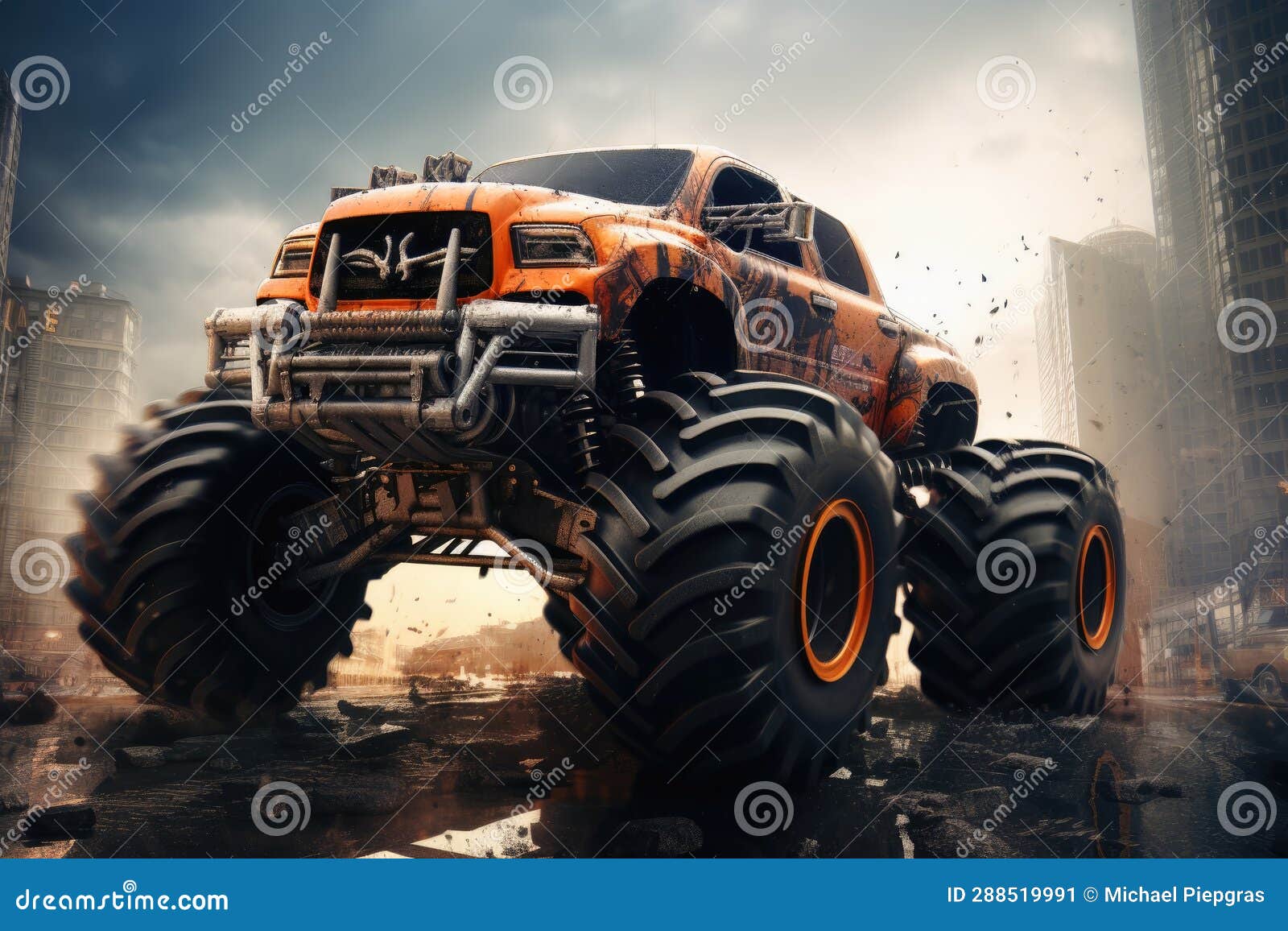 A Monstertruck in a City Driving Stock Image - Image of transport ...