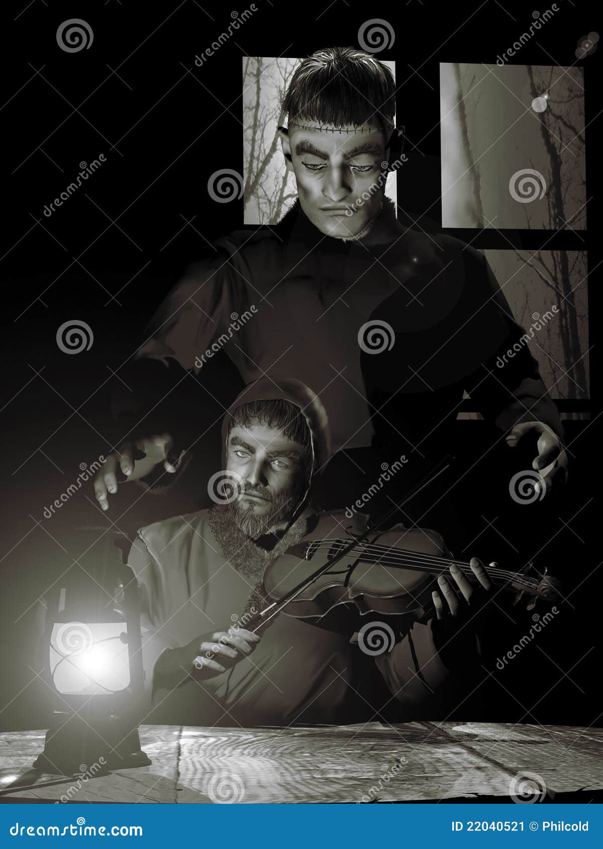 Monstre De Frankenstein Et Homme Borgne Illustration Stock ...