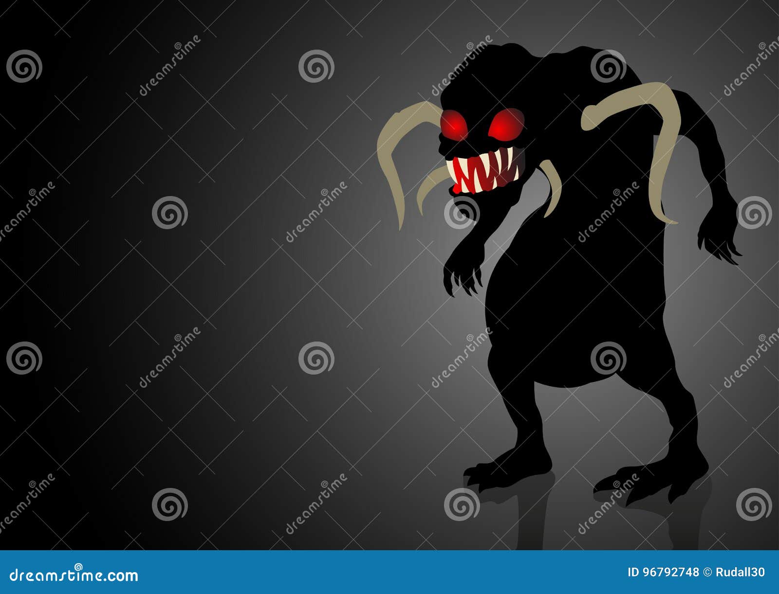 Monstre Effrayant Menaçant Dans L'obscurité Illustration de Vecteur ...