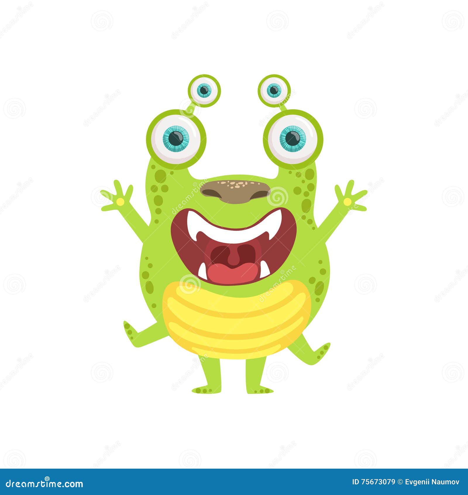 Monstro Amigável Gritando Verde Ilustração do Vetor - Ilustração de ...