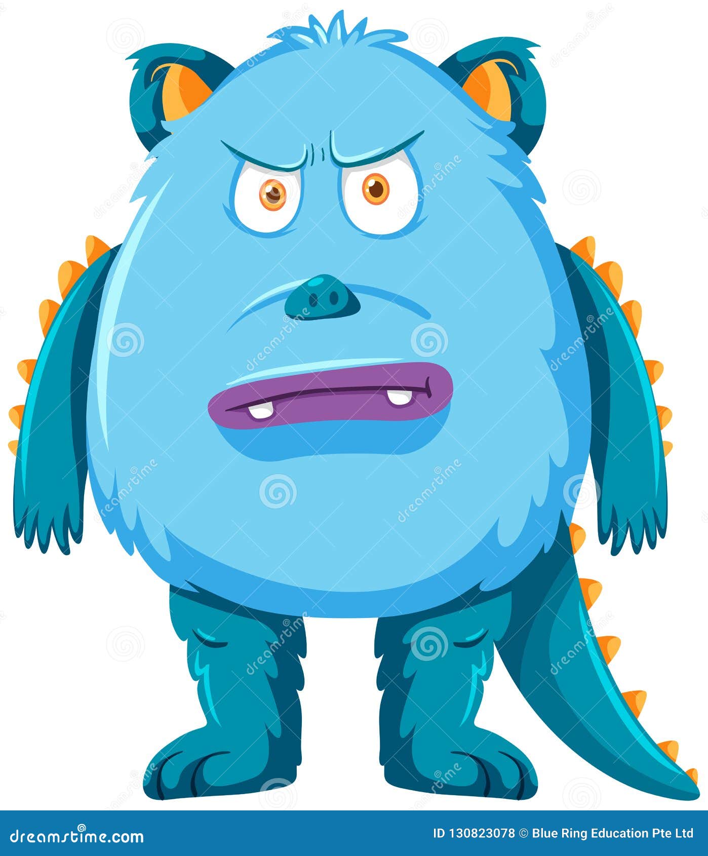 Monstro Assustador Azul No Fundo Branco Ilustração do Vetor ...