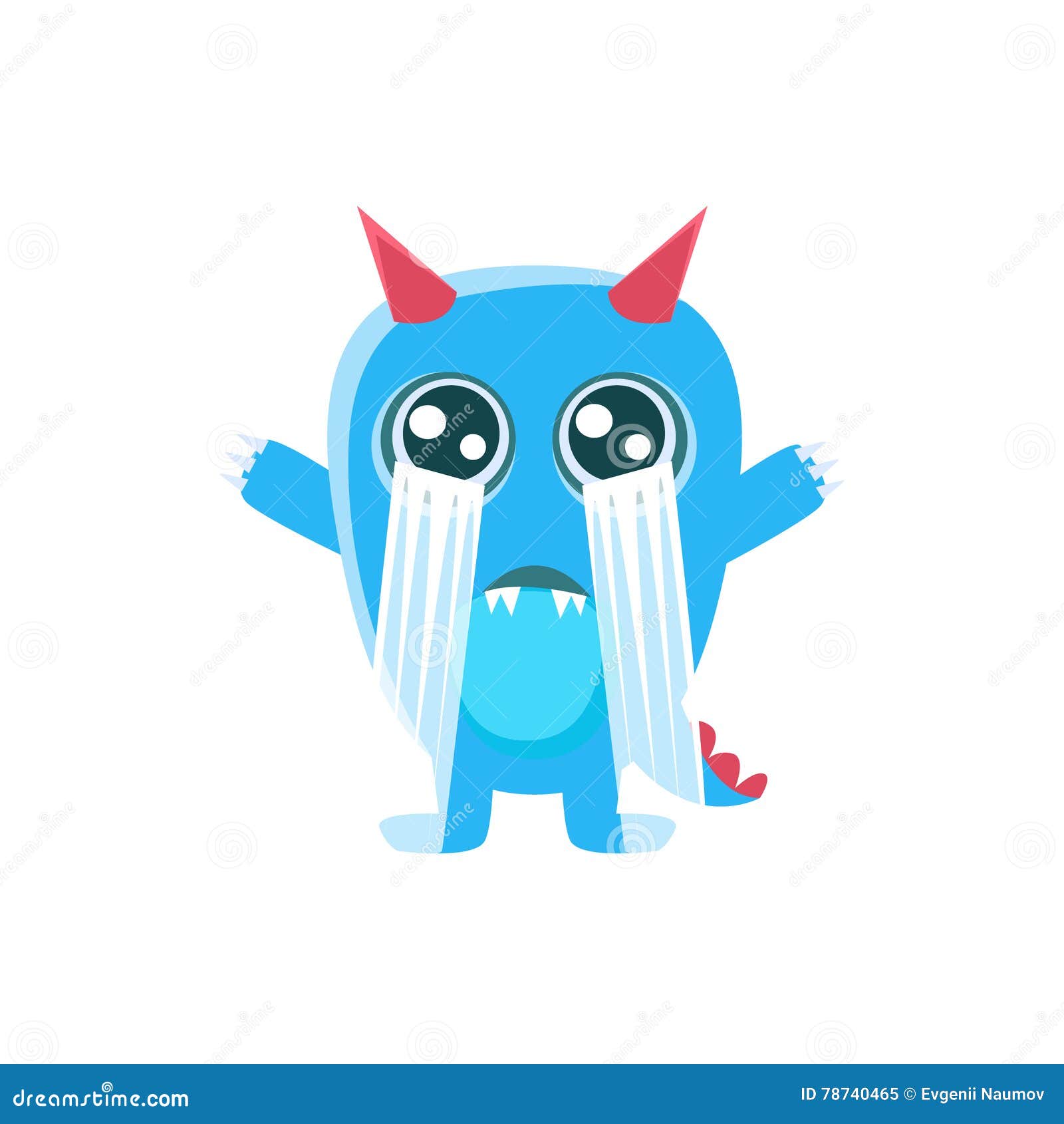Monstro Azul Com Chifres E a Cauda Pontudo Que Grita Para Fora ...