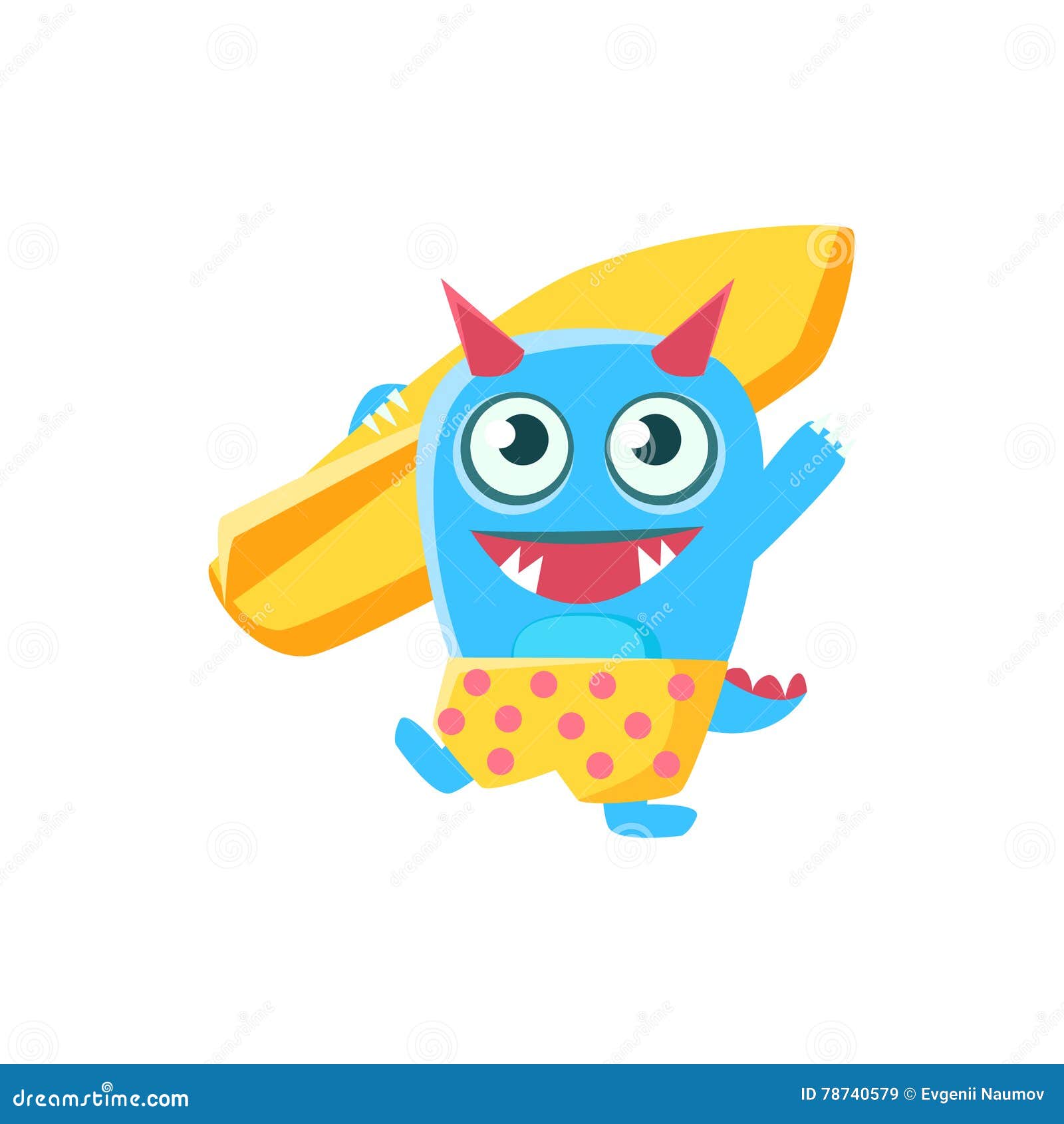 Monstro Azul Feliz Com Chifres E a Prancha Pontudo Da Cauda Ilustração ...