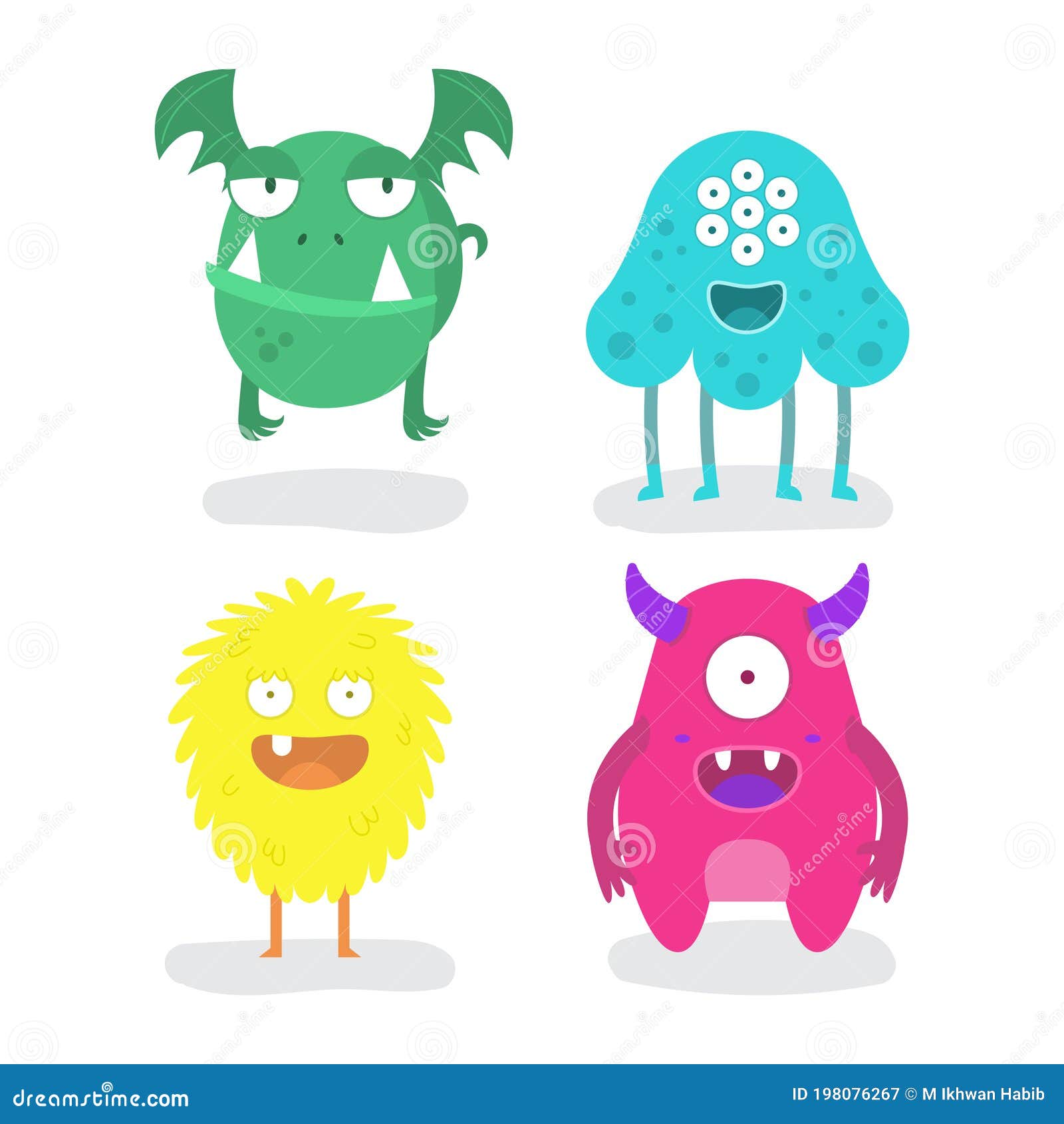 Monstro De Design De Conjunto De Caracteres Ilustração do Vetor ...