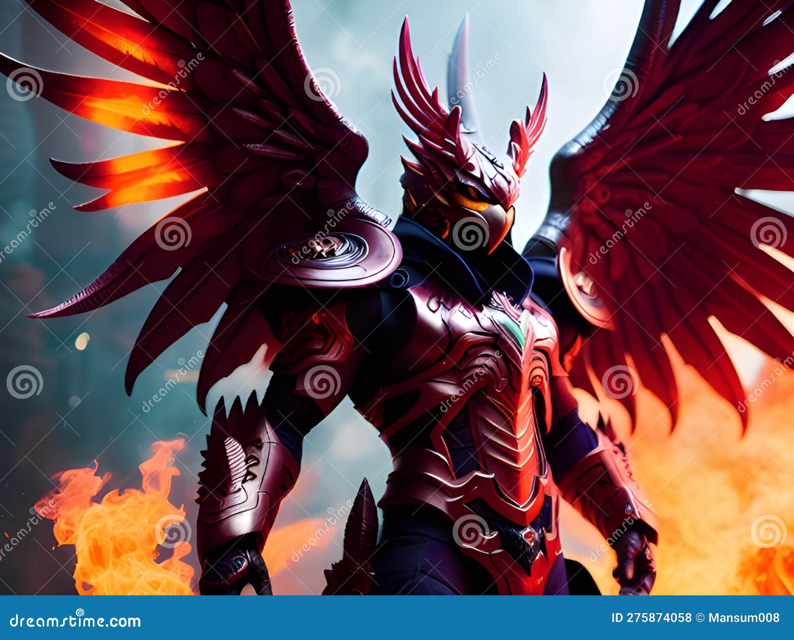 Monstro De Garuda No Inferno Gerado Pelo Ai Ilustração Stock ...