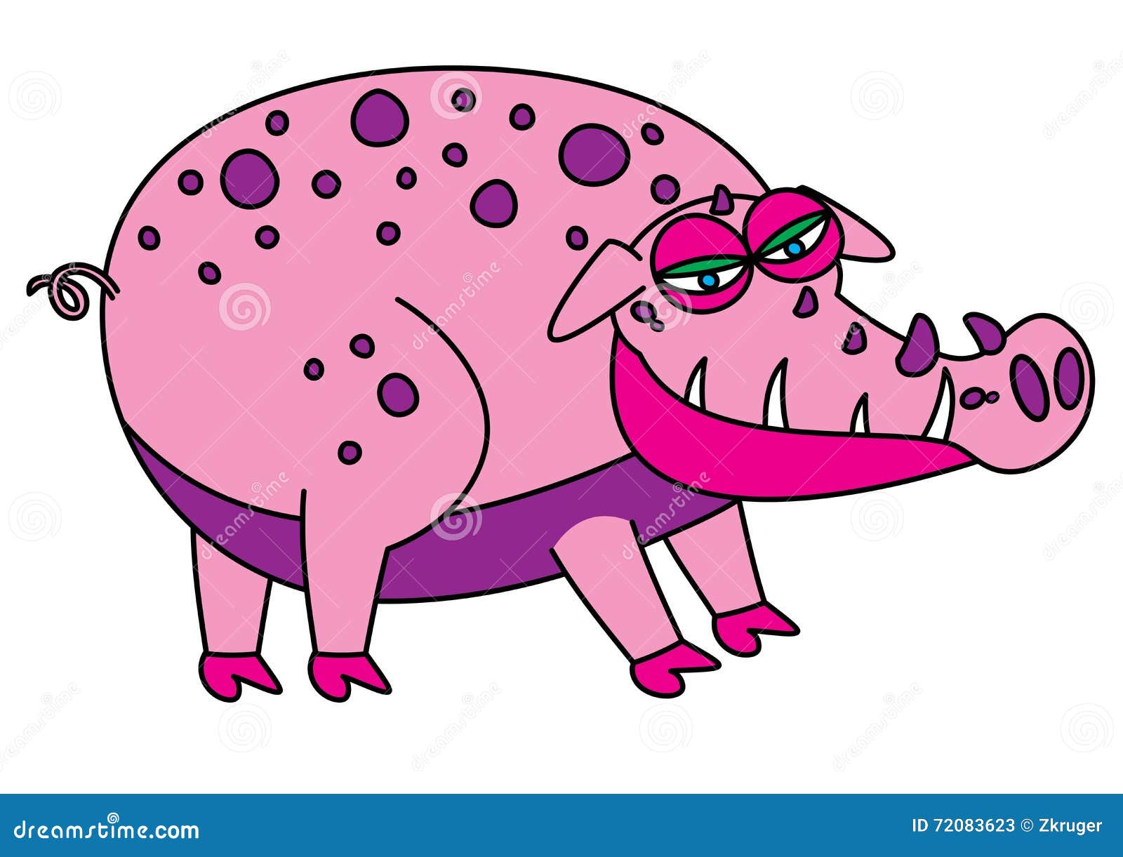 Monstro feio do porco ilustração stock. Ilustração de dentes - 72083623