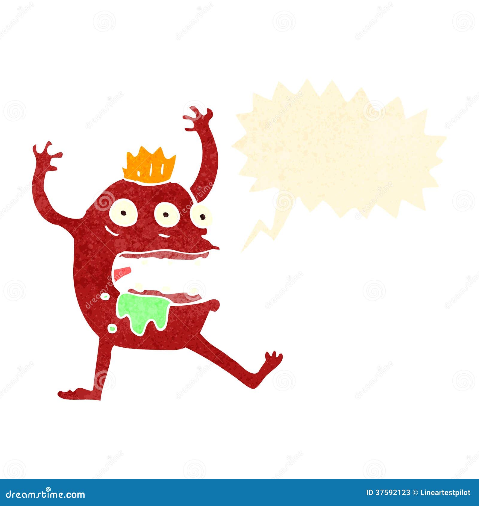 Monstro Gritando Dos Desenhos Animados Retros Ilustração do Vetor ...