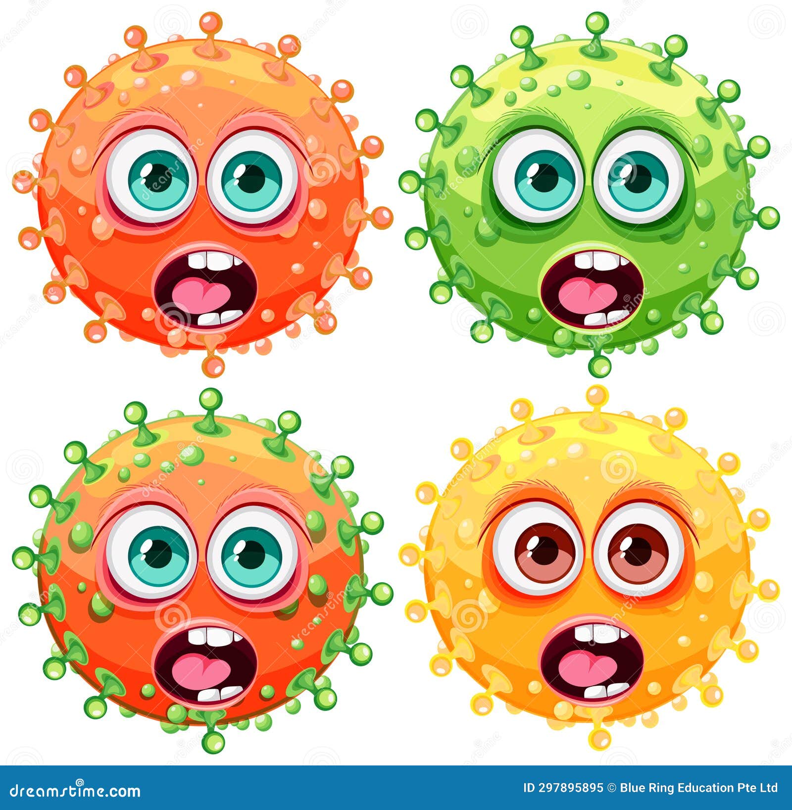 Monstrous Cartoon Characters Of Bacteria, Germs, And Viruses ...