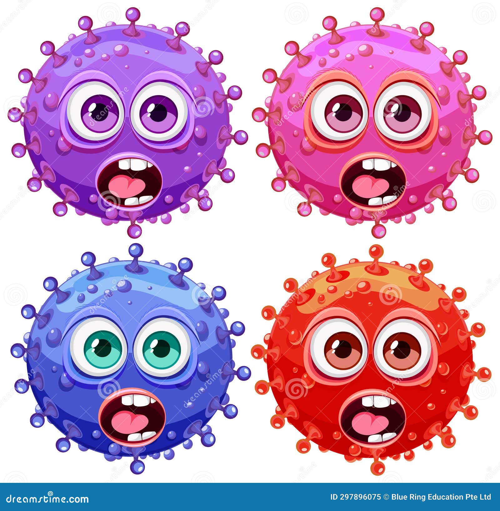 Monstrous Cartoon Characters Of Bacteria, Germs, And Viruses ...