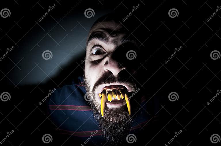 Monstrous Man with Long Teeth Stock Image - Image of horror, concept ...