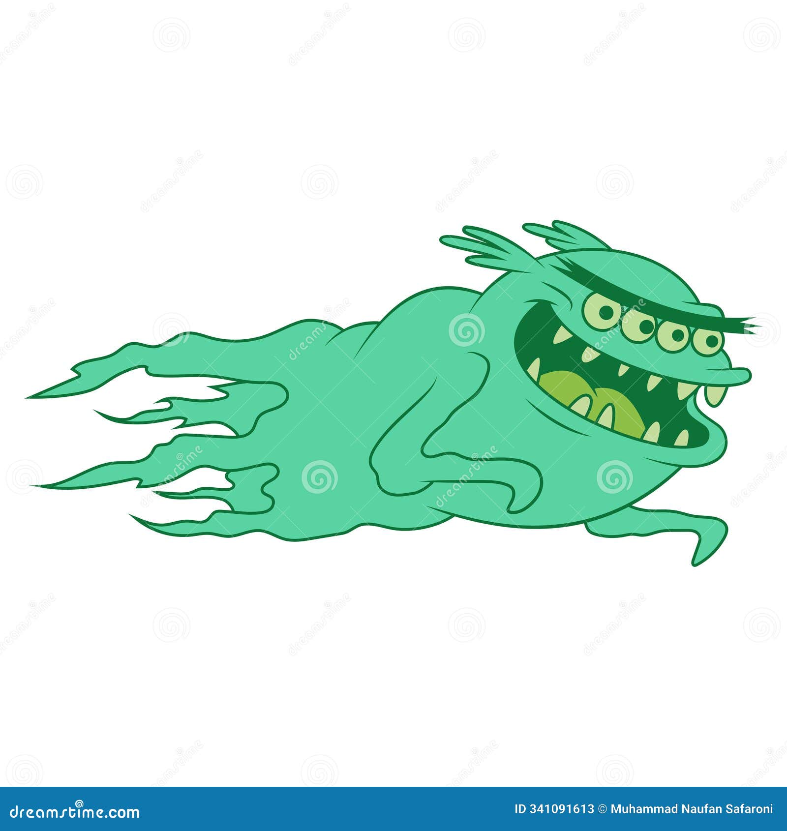 Monstrous Multi-Eyed Ghost with Sharp Fangs Stock Illustration ...