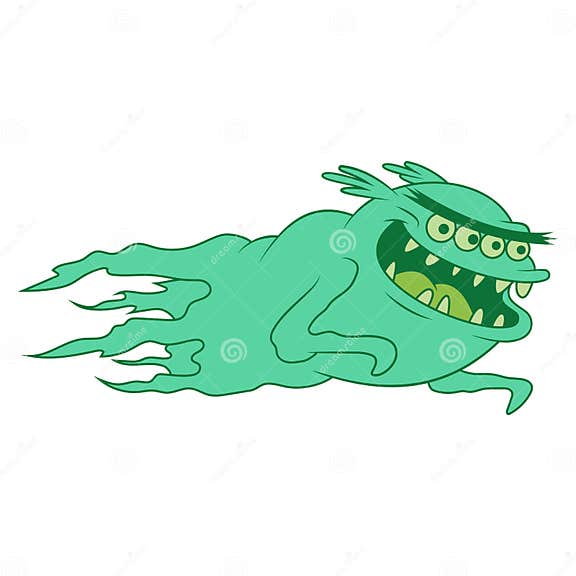 Monstrous Multi-Eyed Ghost with Sharp Fangs Stock Illustration ...