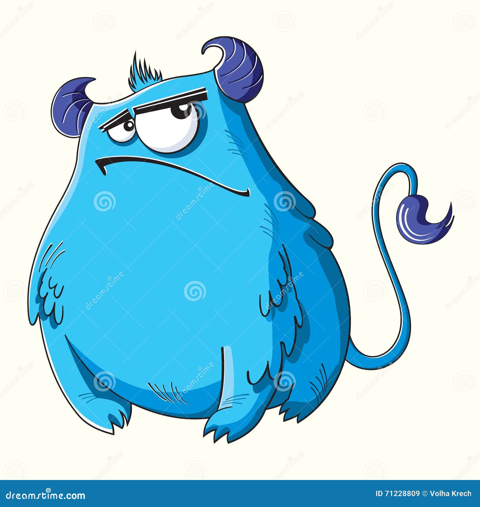 Monstruo Azul Mullido De La Historieta Divertida Ilustración del Vector ...