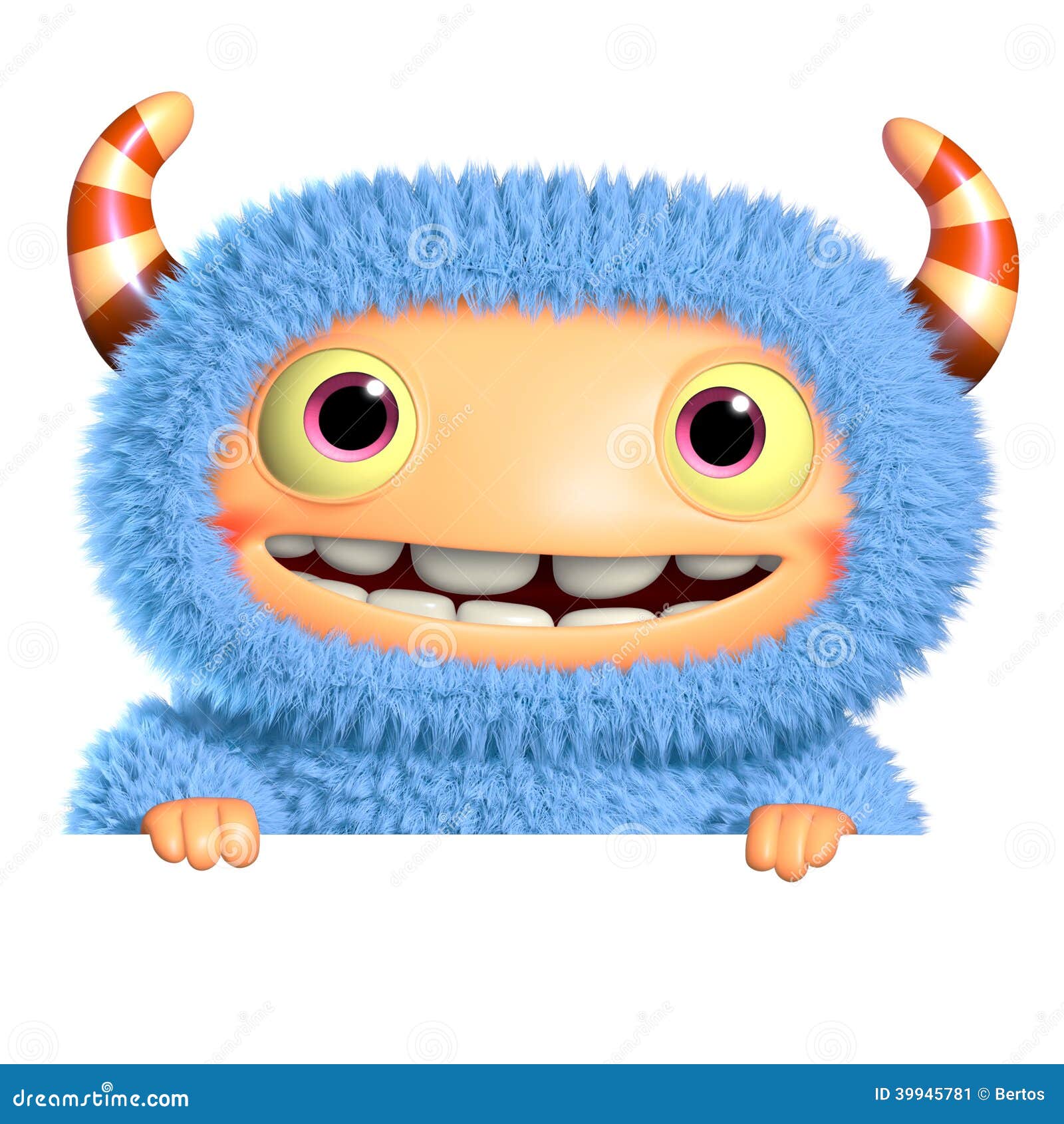 Monstruo Del Azul De La Historieta 3d Stock de ilustración ...