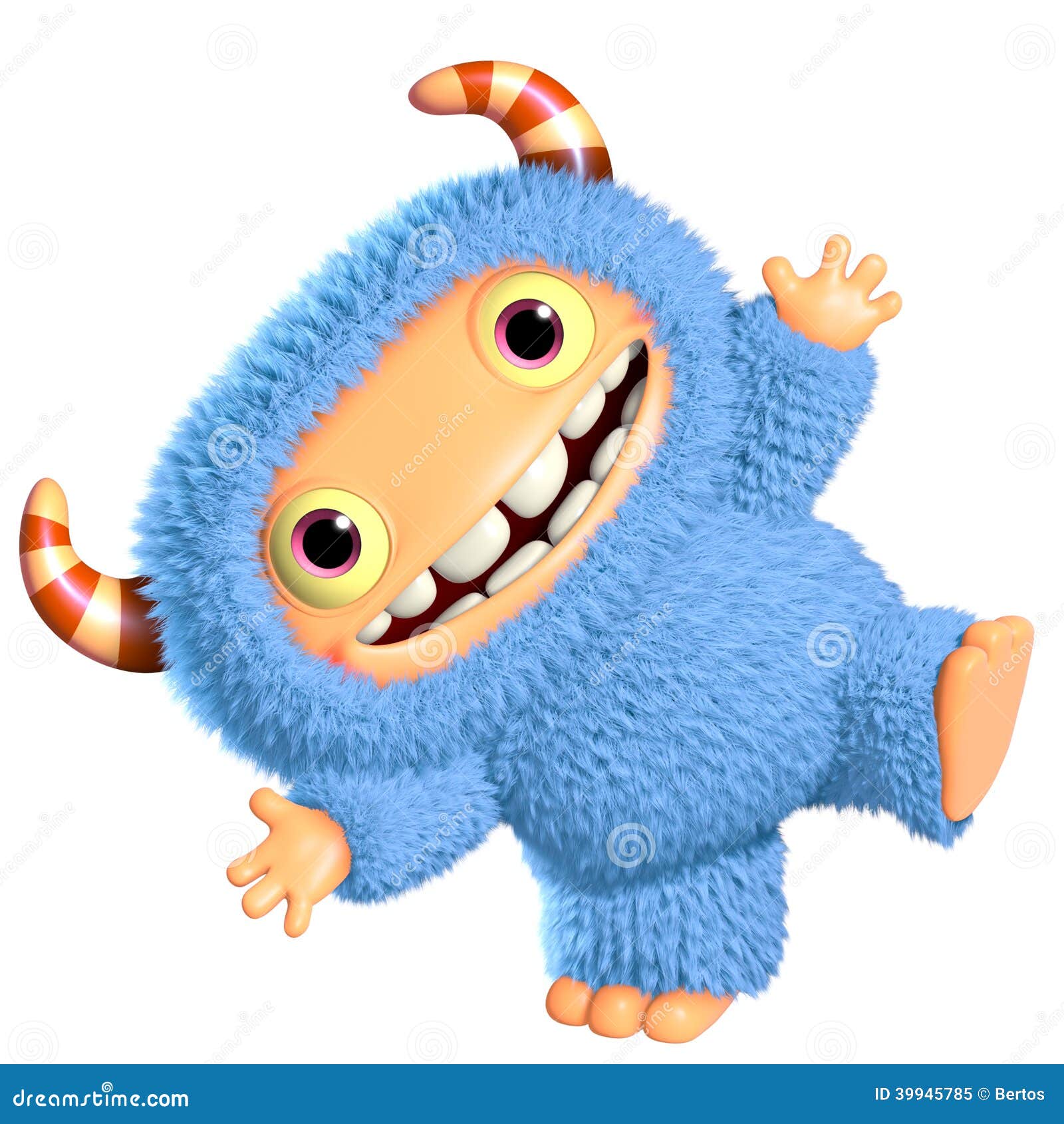 Monstruo Del Azul De La Historieta 3d Stock de ilustración ...