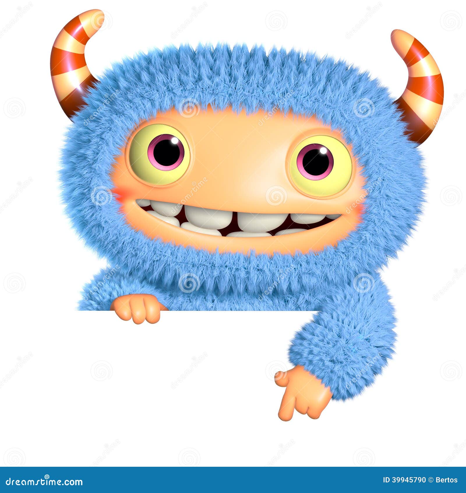 Monstruo Del Azul De La Historieta 3d Stock de ilustración ...