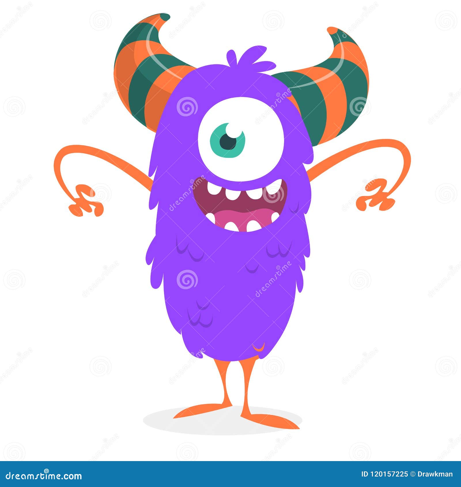 Monstruo Tuerto De La Historieta Asustadiza Vector Ilustración del ...