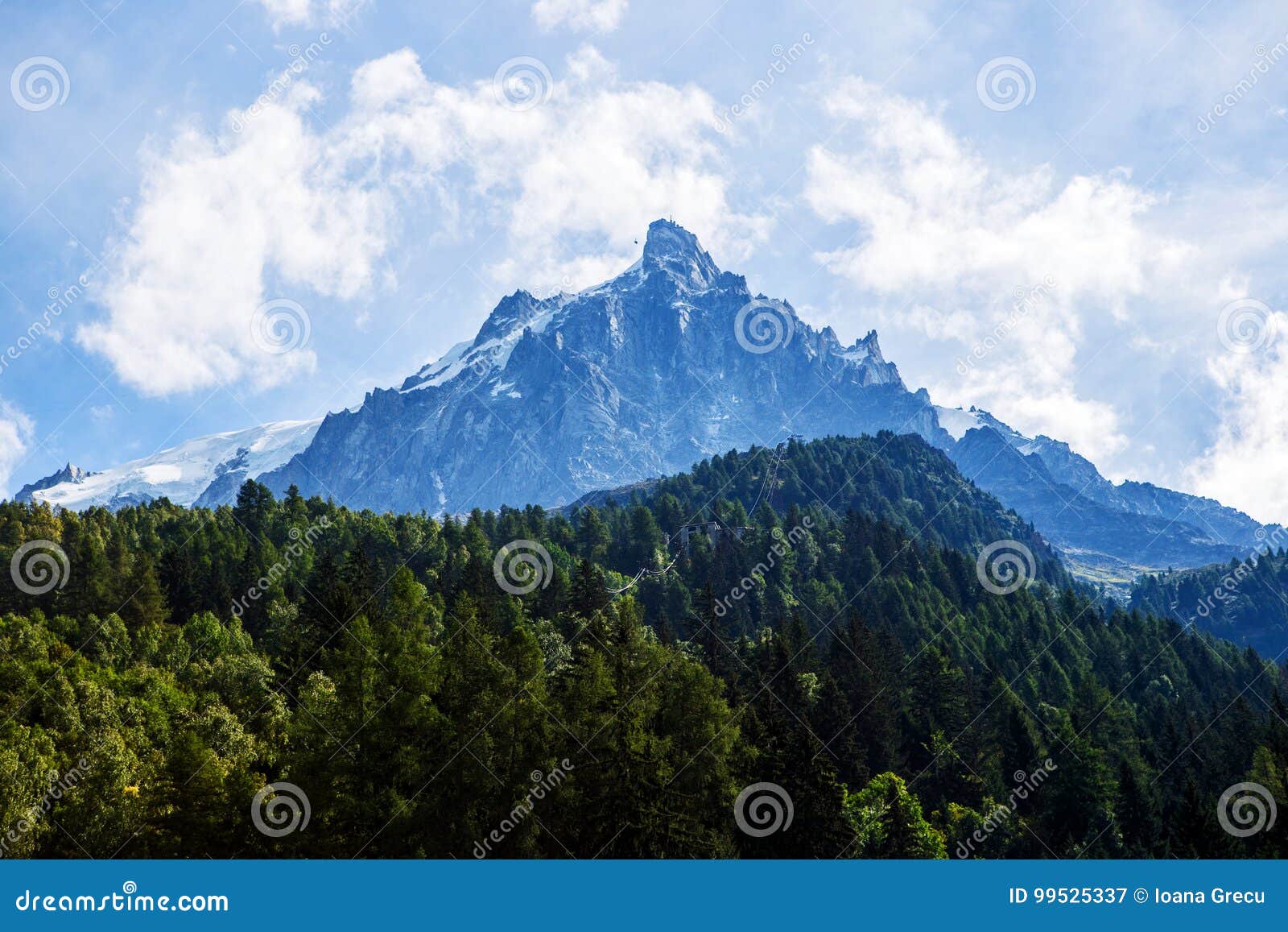 Mont Blanc from Chamonix stock image. Image of grassland - 99525337