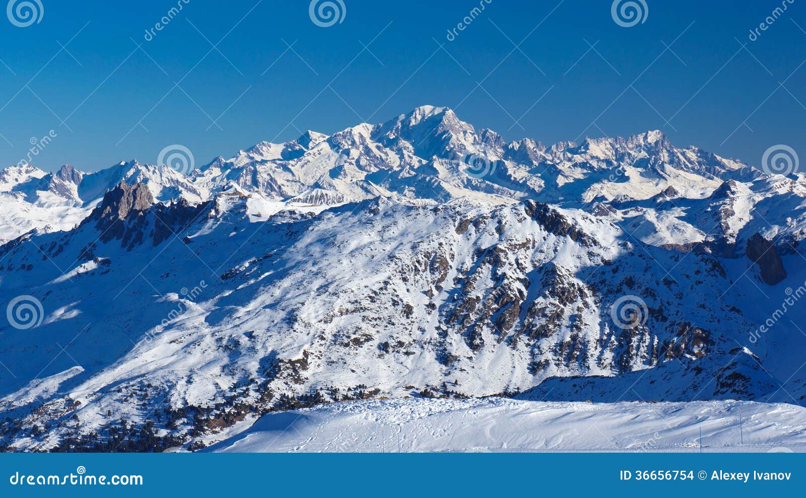 Mont Blanc - the Hghest Peak in Europe Stock Photo - Image of scene ...