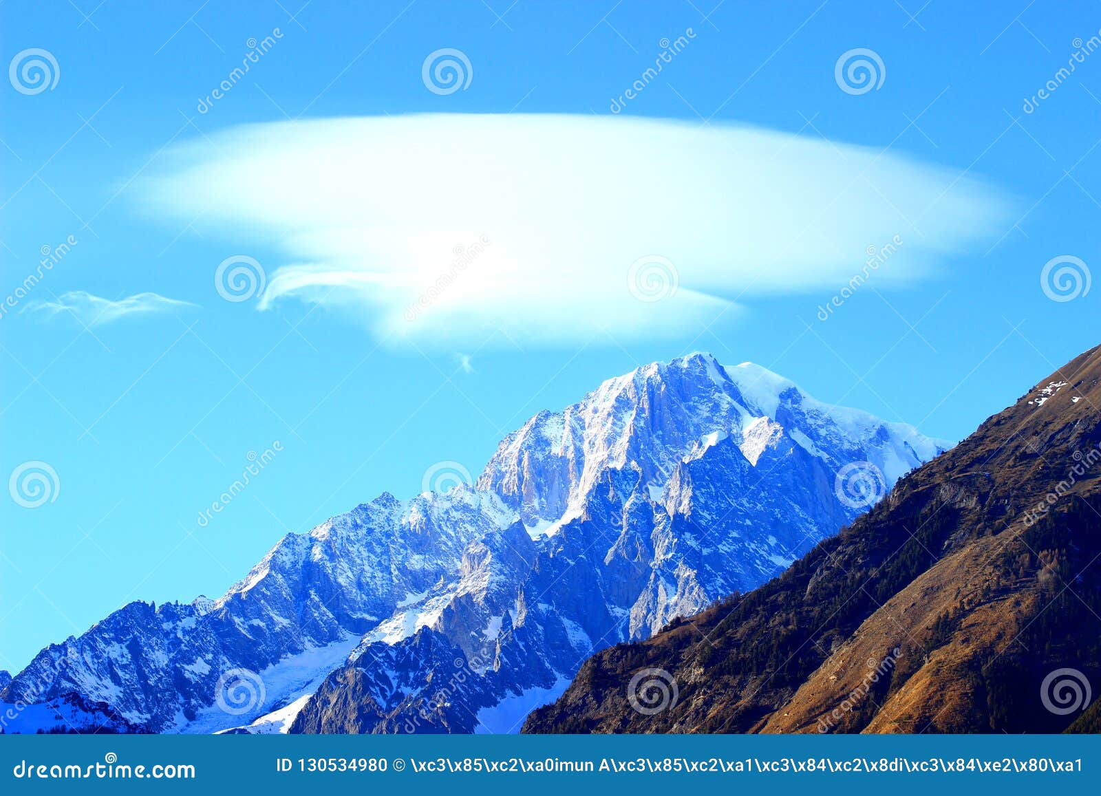 Mont Blanc, Highest Peak in Alps Stock Photo - Image of winter ...