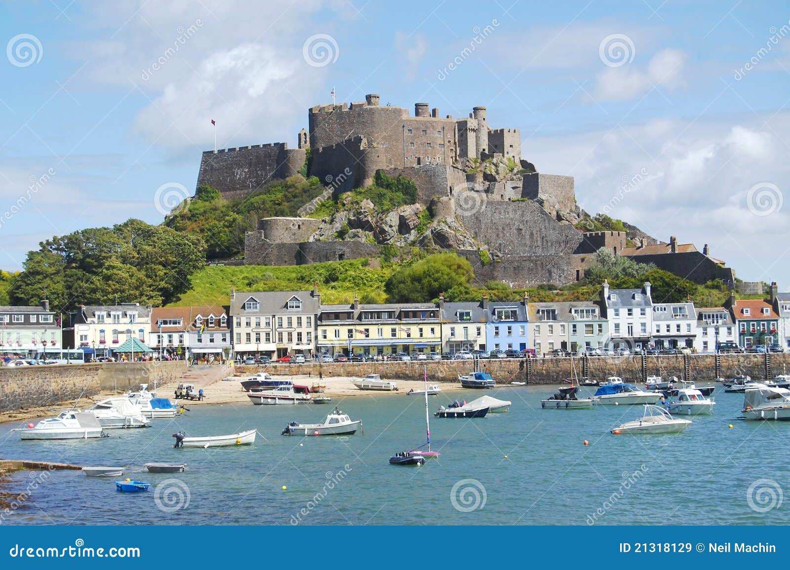 Mont Orgueil Castle stock image. Image of harbor, protect - 21318129