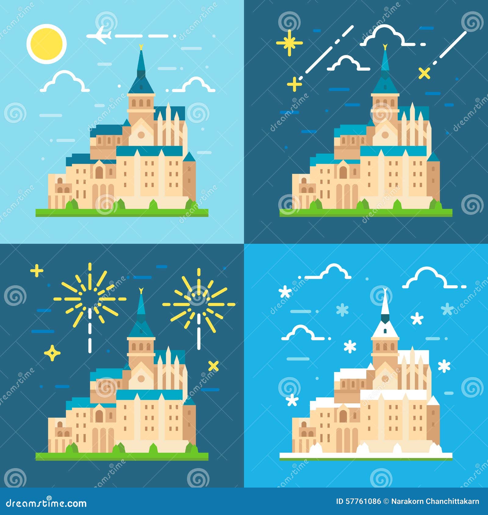 Mont Saint-Michel Hand-drawn Comic Illustration. Mont Saint Michel ...