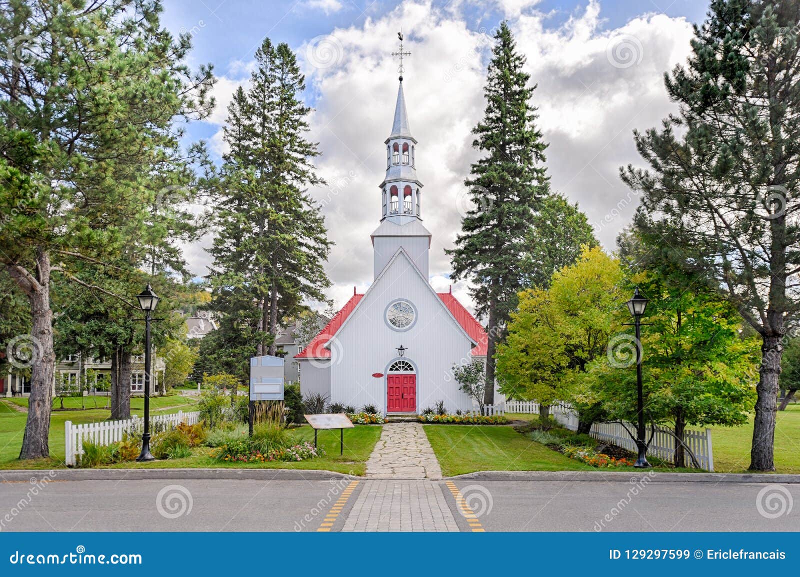 Mont-Tremblant Village Church Front View Stock Image - Image of church ...