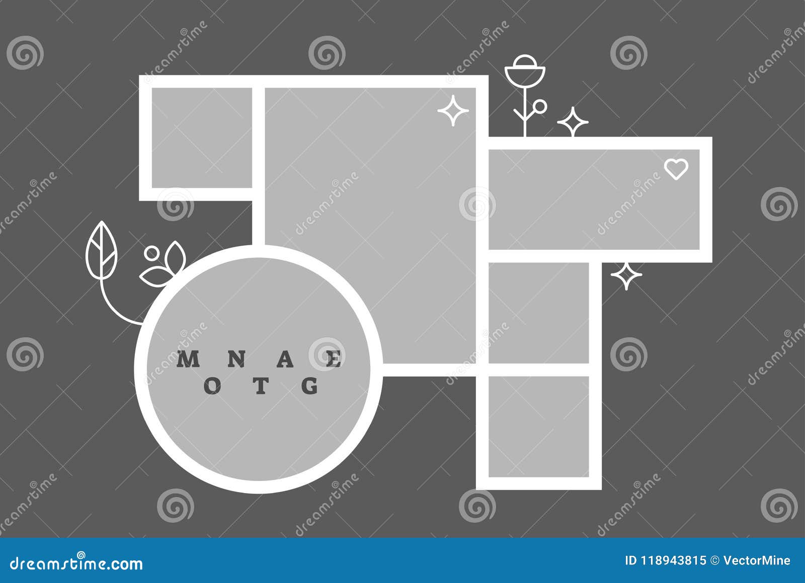 Montage Collage Photo Frame Decorative Composition Blank Template ...