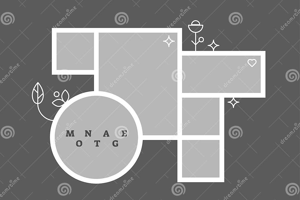Montage Collage Photo Frame Decorative Composition Blank Template ...