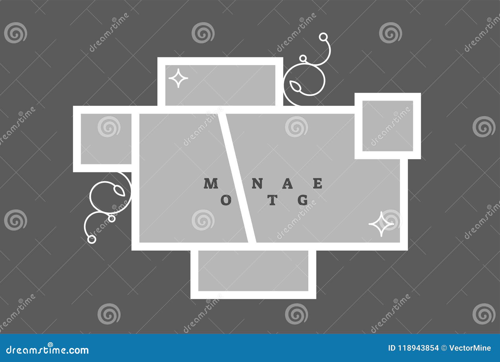 Montage Collage Photo Frame Decorative Composition Blank Template ...