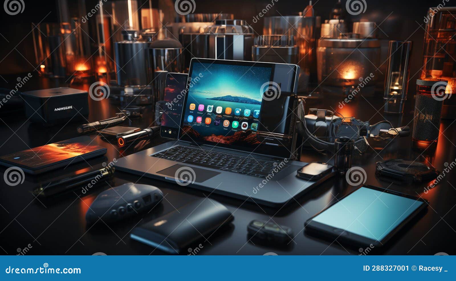 A Montage of Different Gadget Devices. Generative AI Stock Illustration ...
