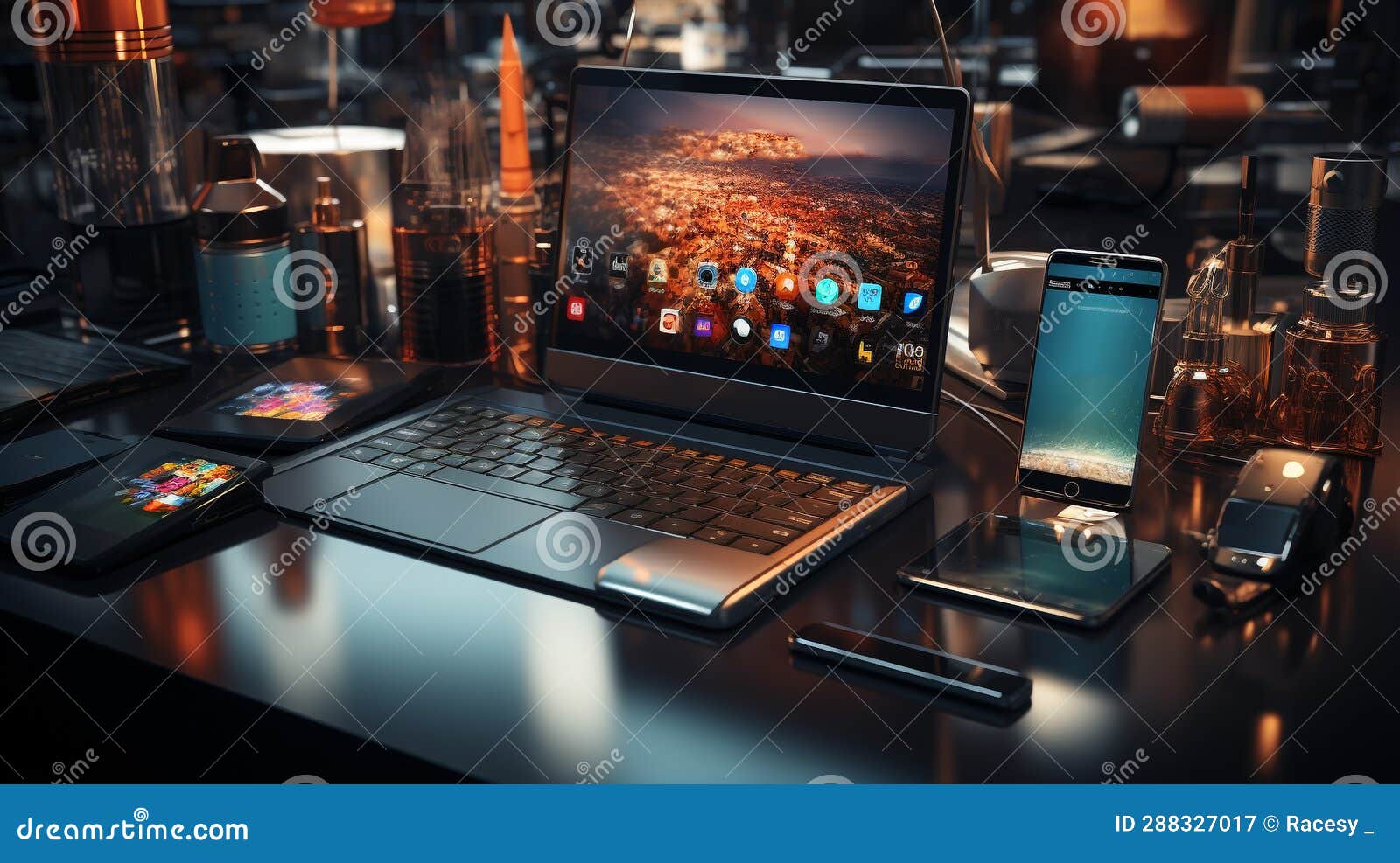 A Montage of Different Gadget Devices. Generative AI Stock Illustration ...