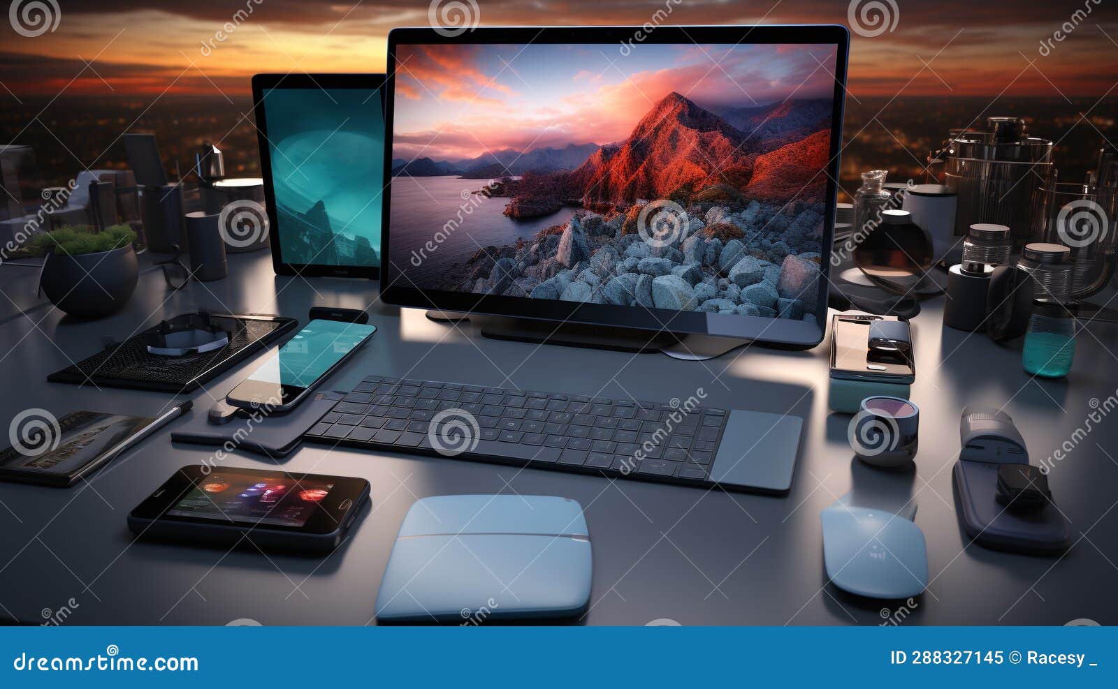 A Montage of Different Gadget Devices. Generative AI Stock Illustration ...