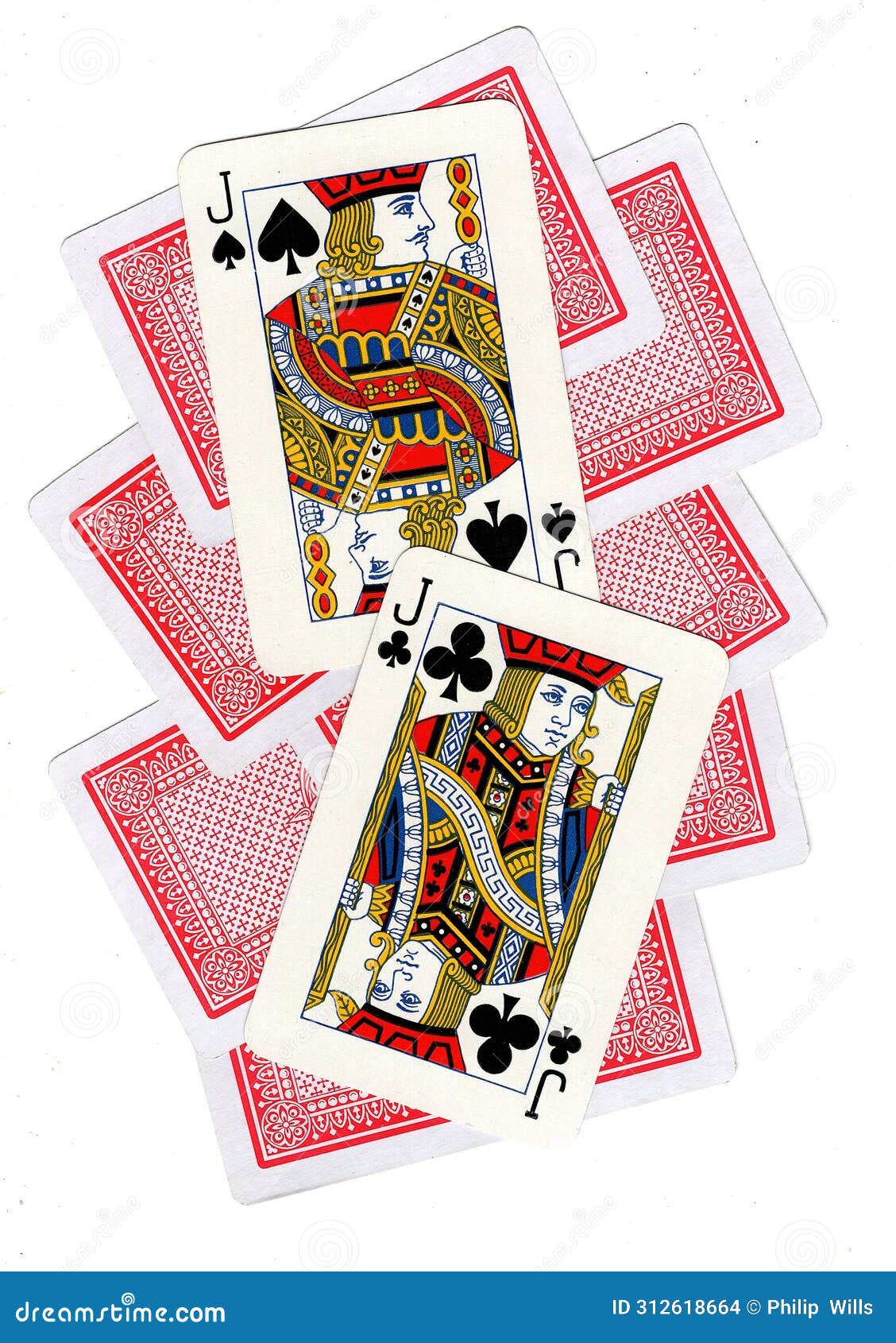 A Montage of Playing Cards with Two Jacks Revealed. Stock Illustration ...