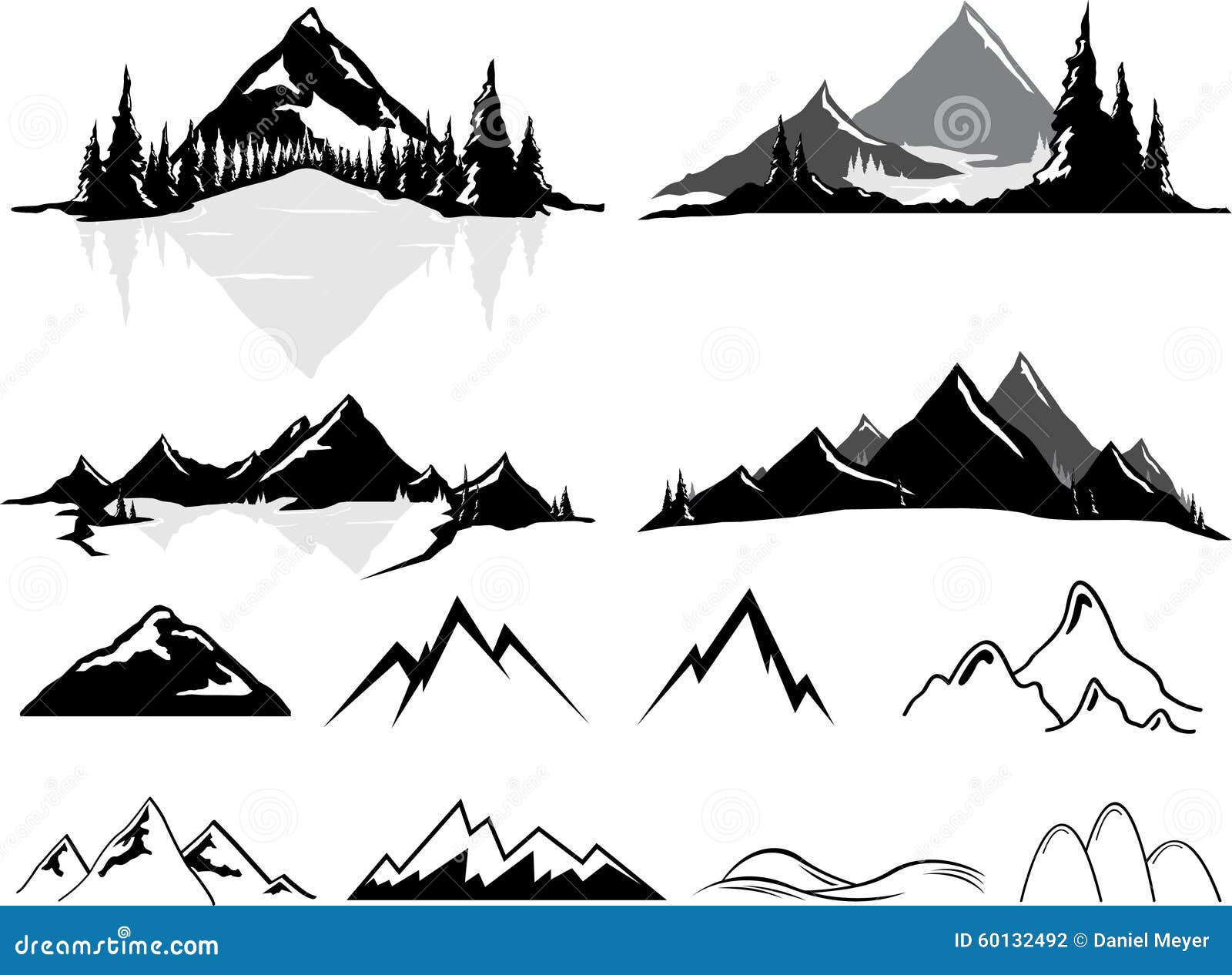 Montagne E Colline, Realistico O Stilizzato Illustrazione Vettoriale ...