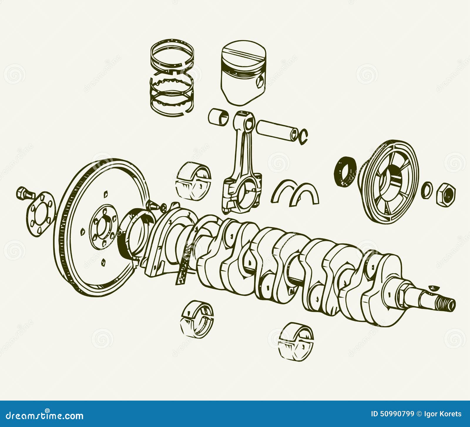Montaje del cigüeñal ilustración del vector. Ilustración de brillante ...