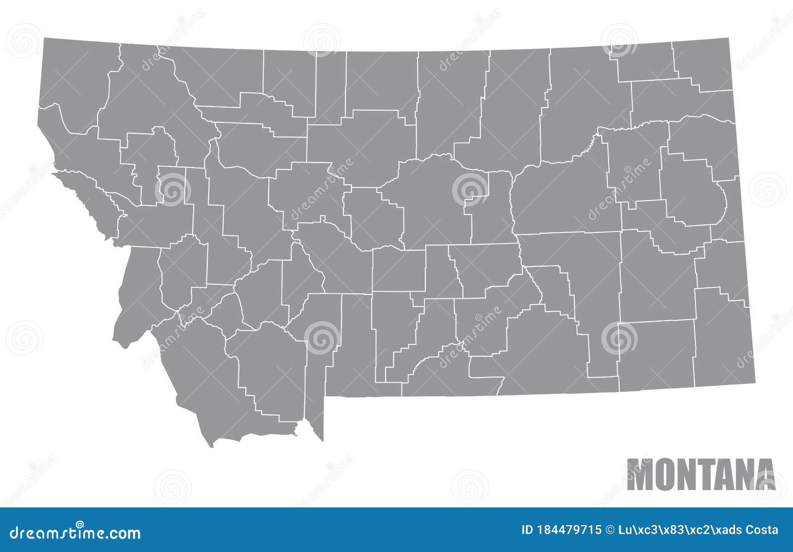 Montana county map stock vector. Illustration of fergus - 184479715
