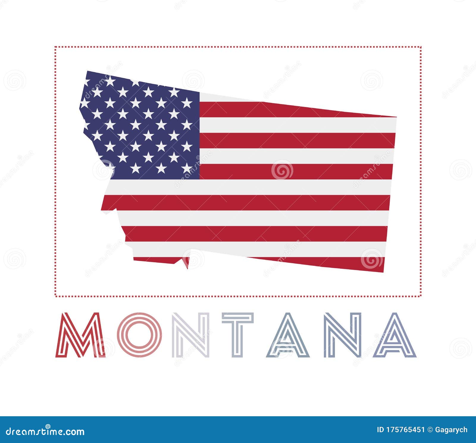 Montana Logo. Map of Montana with Us State Name. Stock Vector ...