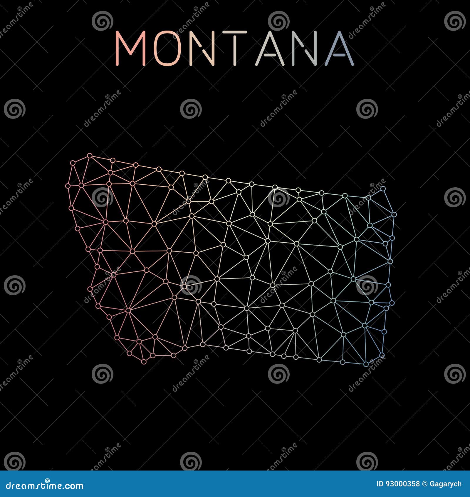 Montana network map. stock vector. Illustration of community - 93000358