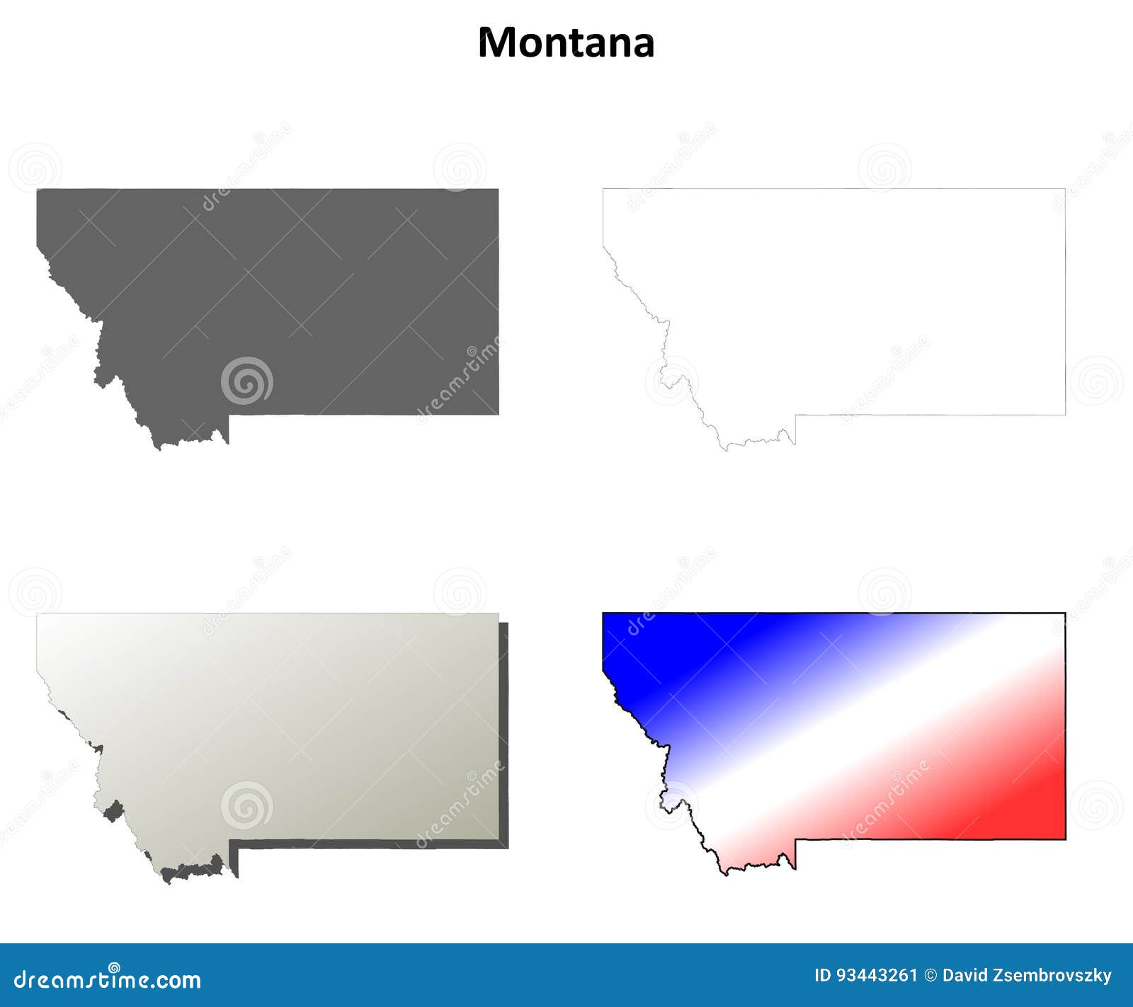 Montana outline map set stock vector. Illustration of territory - 93443261