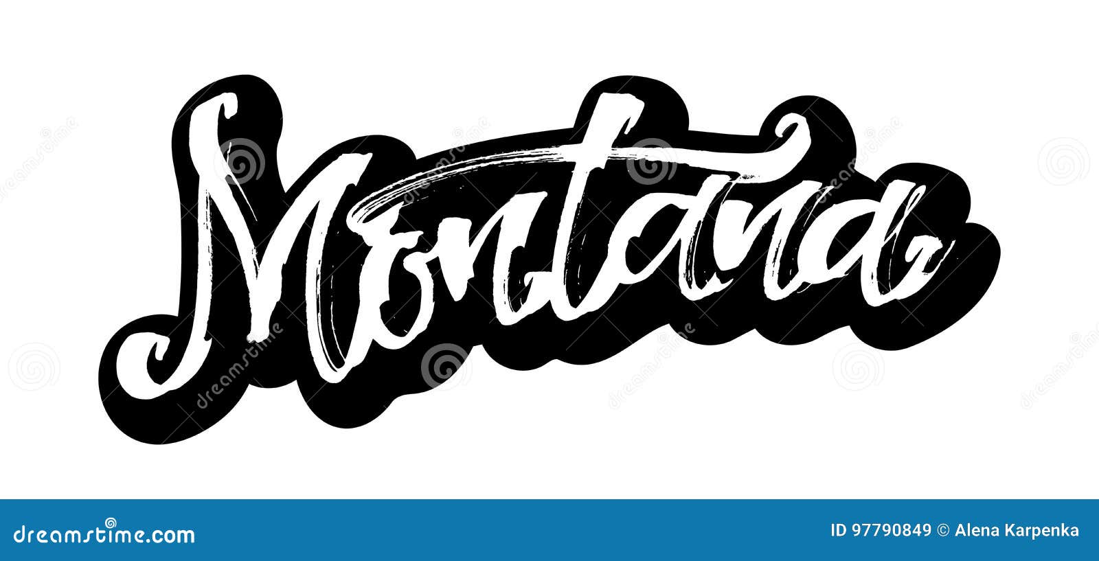 Montana. Sticker. Modern Calligraphy Hand Lettering for Serigraphy ...