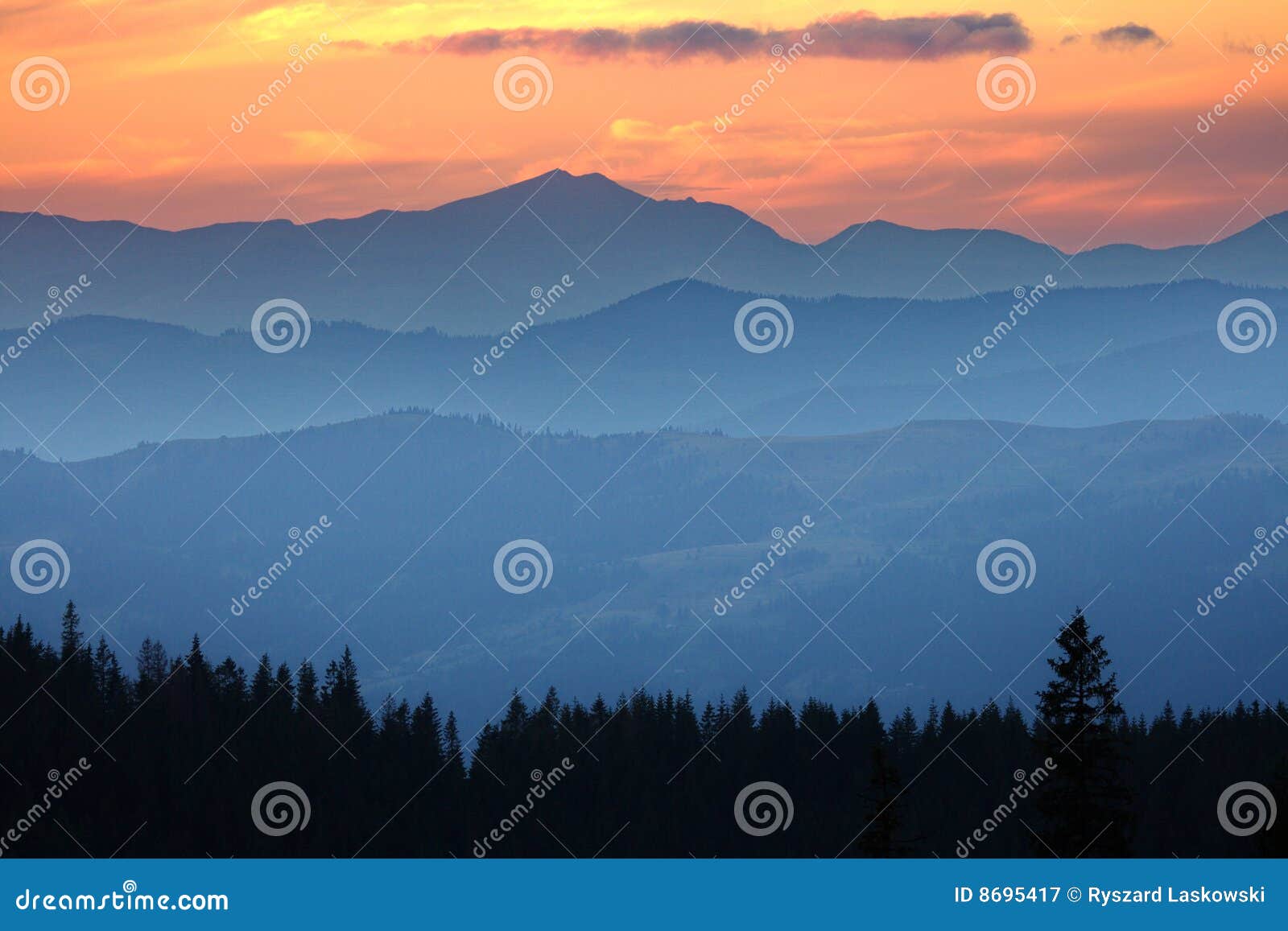 Montane sunset stock image. Image of europe, hike, hills - 8695417