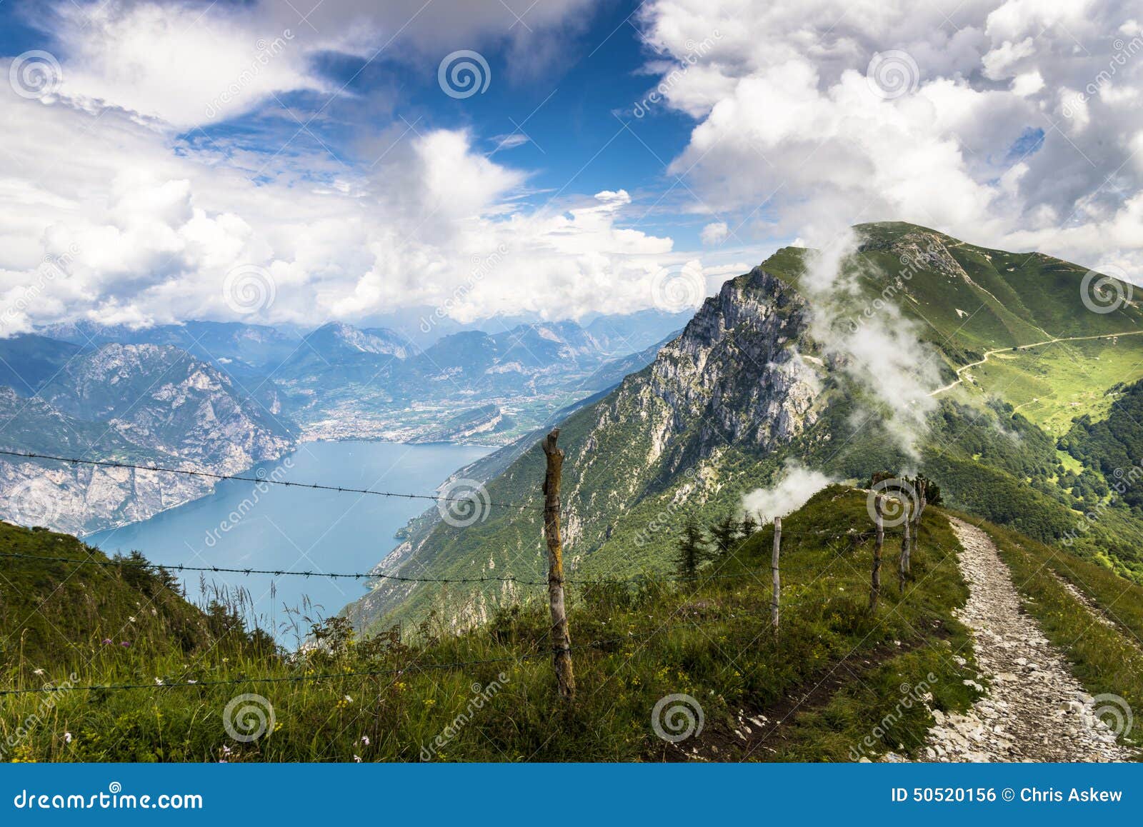 Monte Baldo Mountain Above Malcesine And Lago Di Garda Panoramic Stock ...