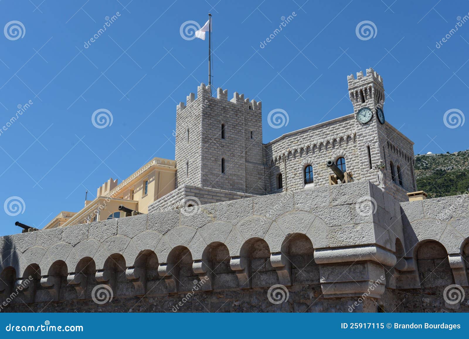 Monte Carlo Monaco Castle stock image. Image of crenelation - 25917115