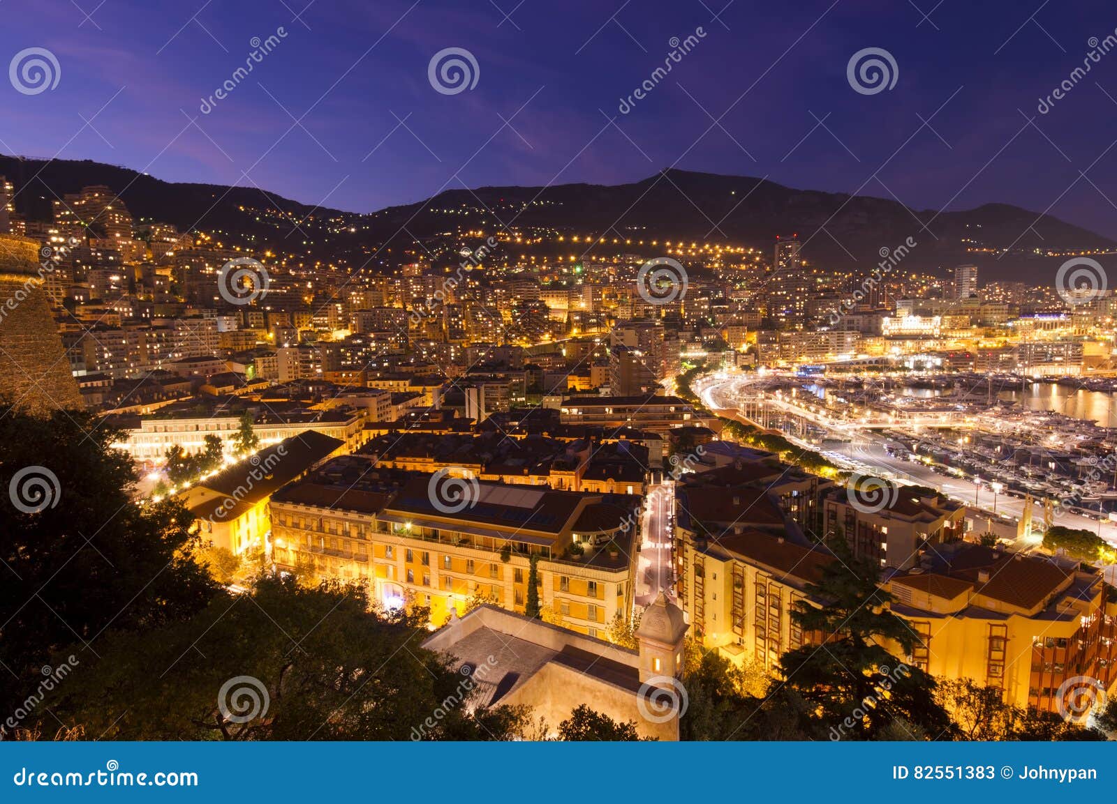 Monte Carlo at night stock image. Image of french, mountain - 82551383