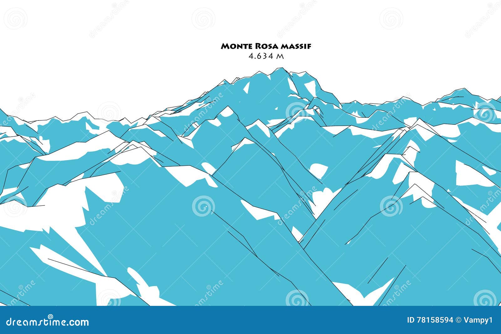 Monte Rosa Massif, Height Relief, Drawing Stock Illustration ...